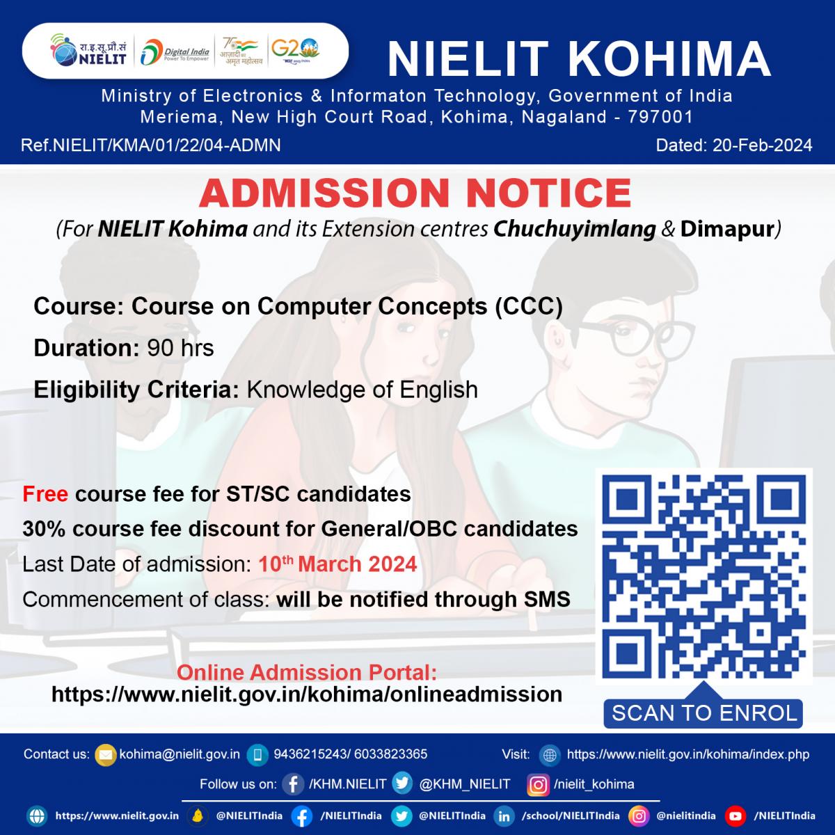 CCC Admission Notice Feb 2024 ext.jpg | Government of India : National Institute of Electronics ...